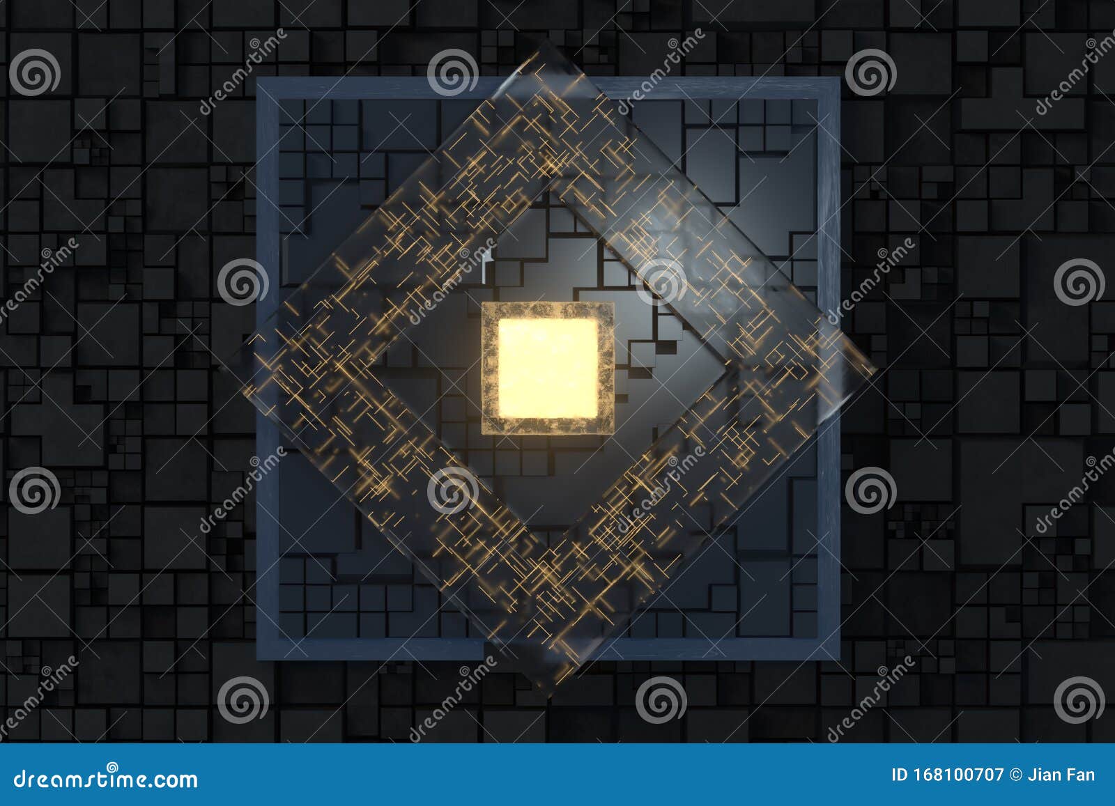 Luminous Cube and Circuits, Black Cubes, 3d Rendering Stock ...
