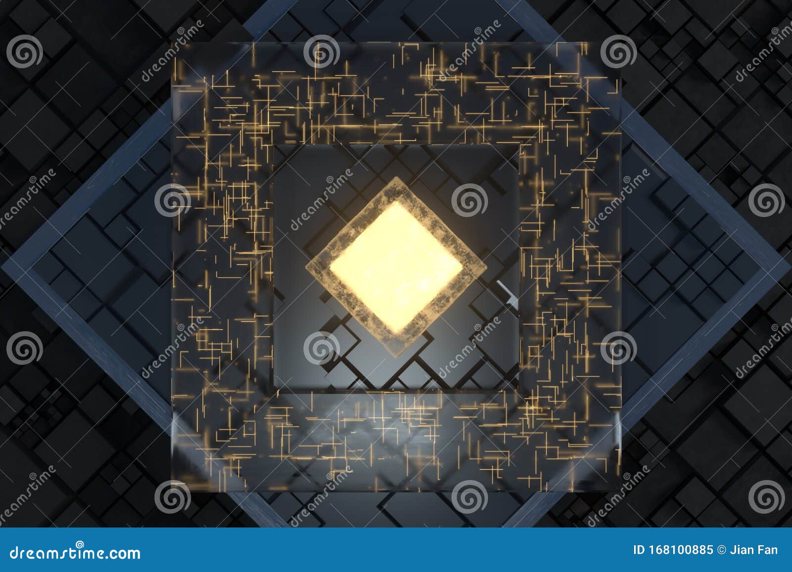 Luminous Cube and Circuits, Black Cubes, 3d Rendering Stock ...