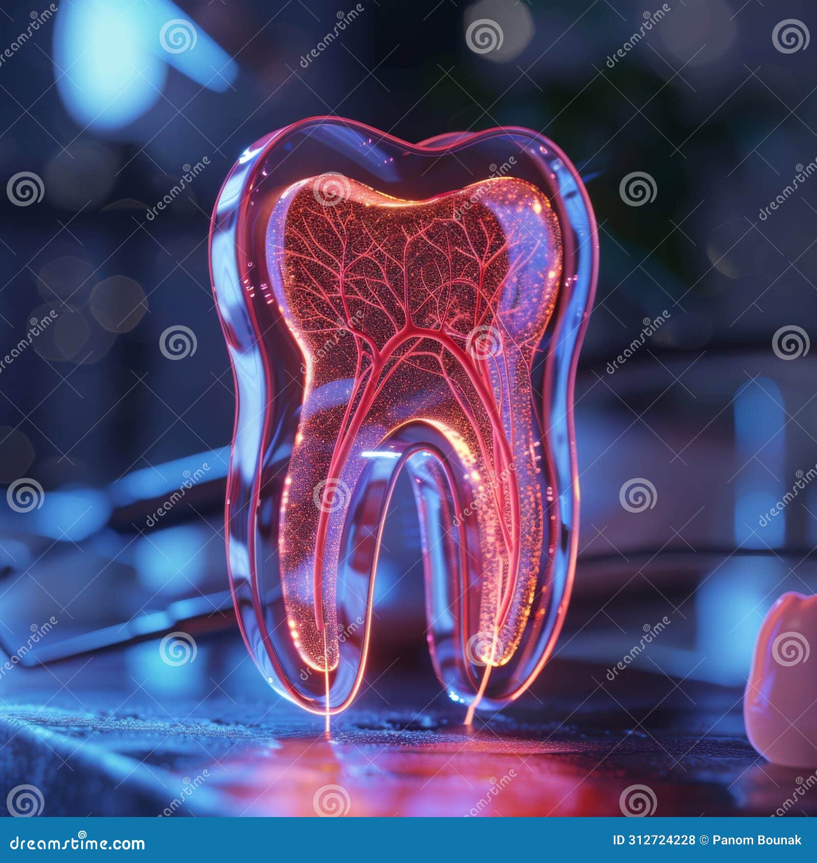 Luminous 3D Render Showcasing Tooth Cross-section with Advanced ...