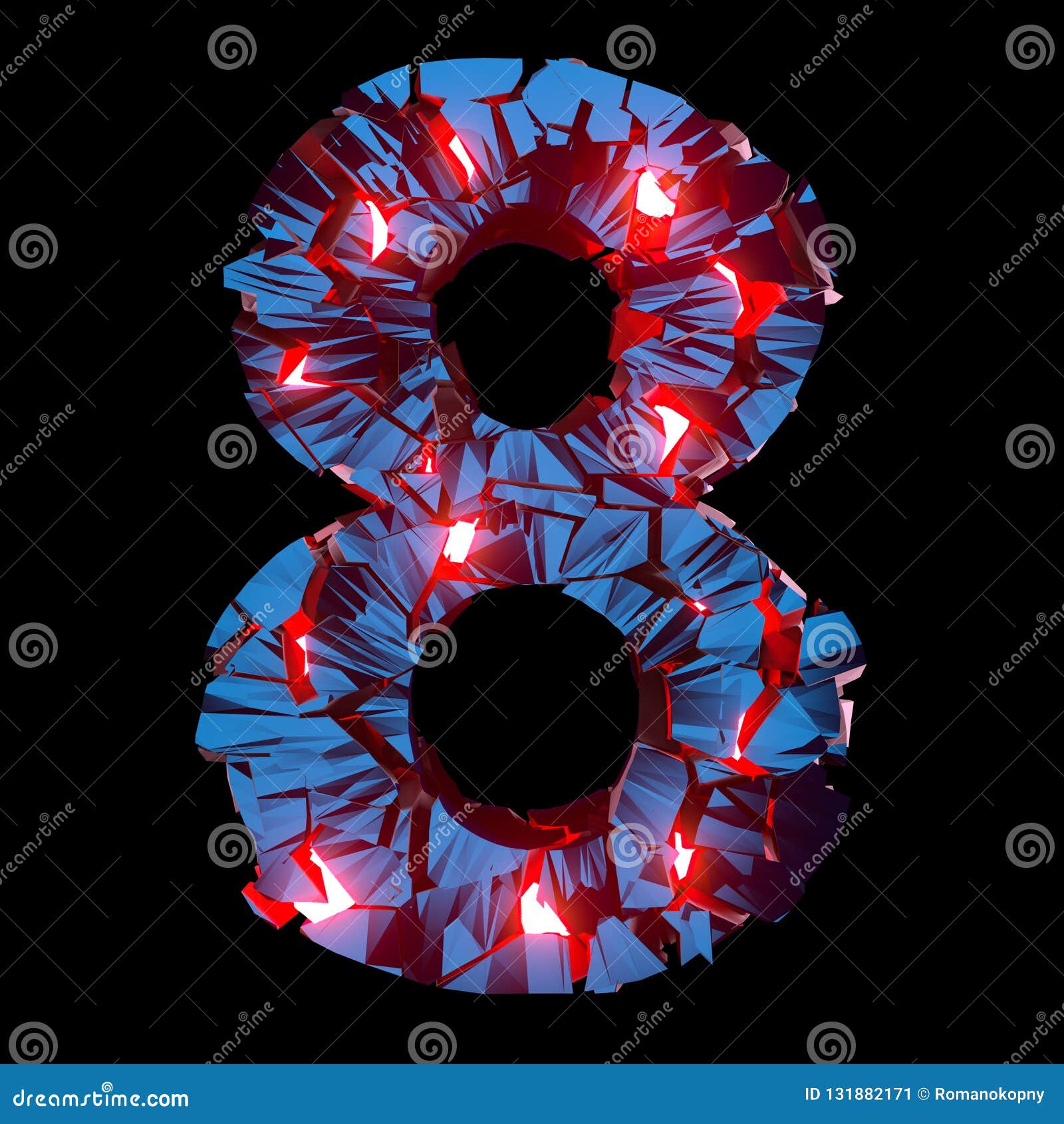 Luminous Digit 8 Composed of Abstract Polygonal Shapes Stock ...