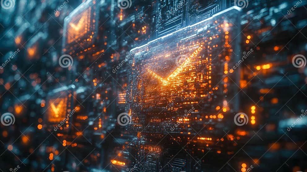 A Luminous Digital Envelope Icon with Sparkling Particles, Symbolizing ...