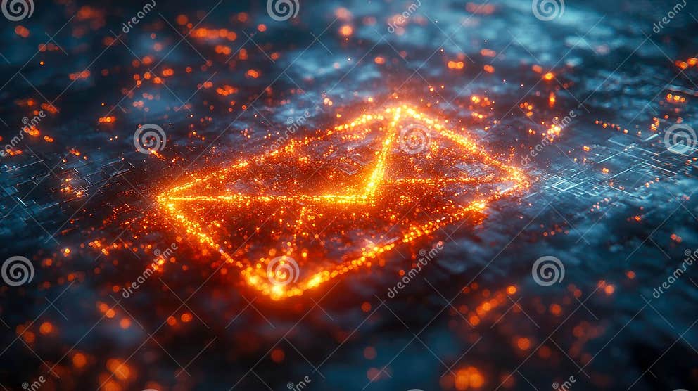 A Luminous Digital Envelope Icon with Sparkling Particles, Symbolizing ...