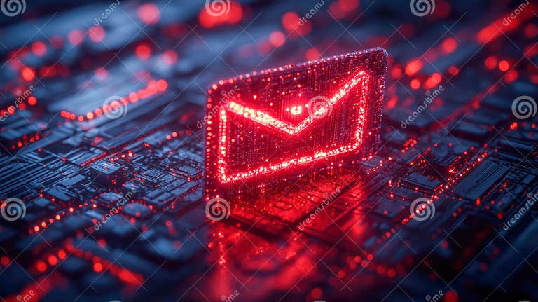 A Luminous Digital Envelope Icon with Sparkling Particles, Symbolizing ...