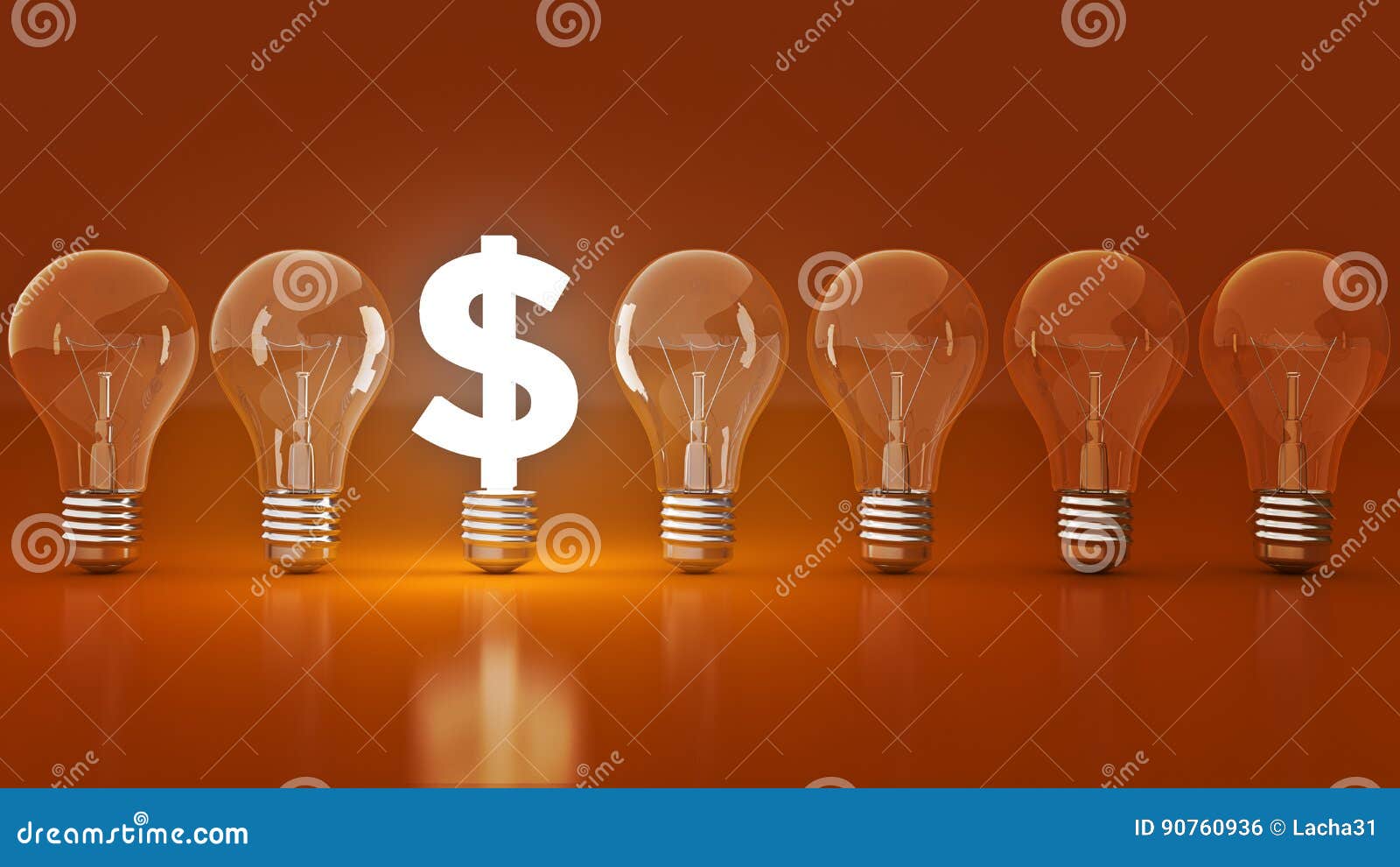 Luminous Dollar Sign with Light Bulbs. Stock Illustration ...