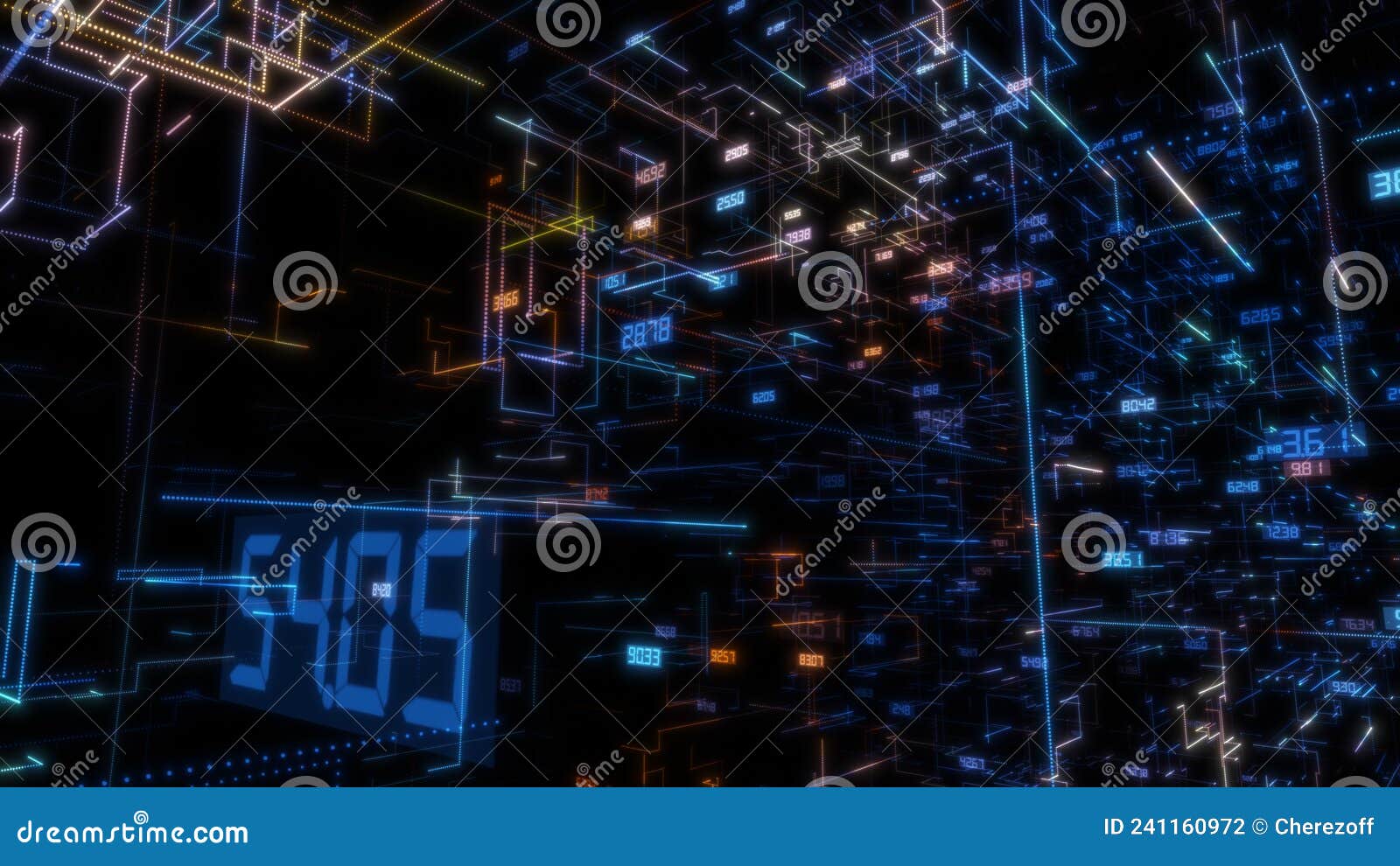 Luminous Elements with Numbers Stock Illustration - Illustration of ...