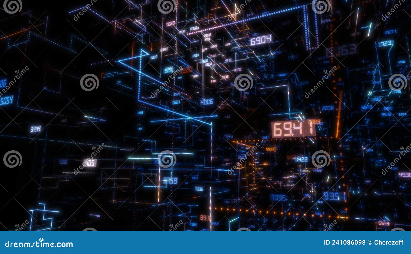 Luminous Elements with Numbers Stock Illustration - Illustration of ...