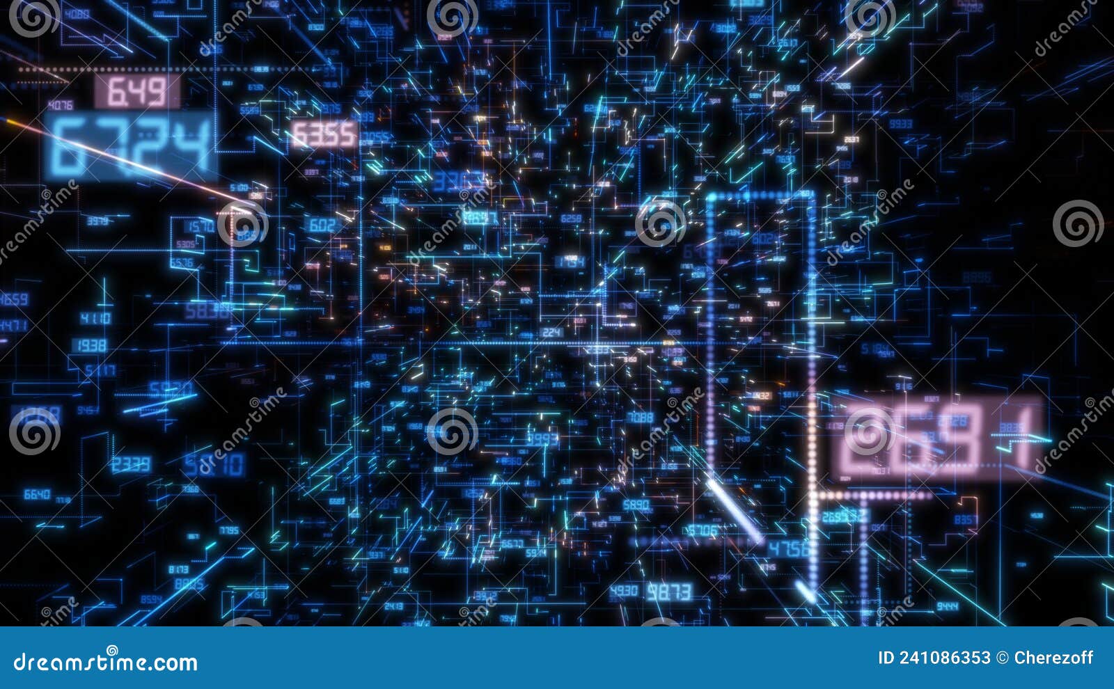 Luminous Elements with Numbers Stock Illustration - Illustration of ...