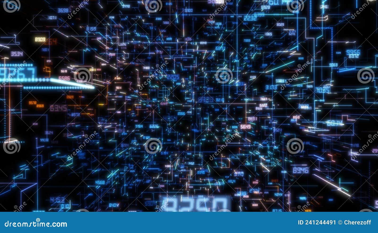 Luminous Elements with Numbers Stock Illustration - Illustration of ...