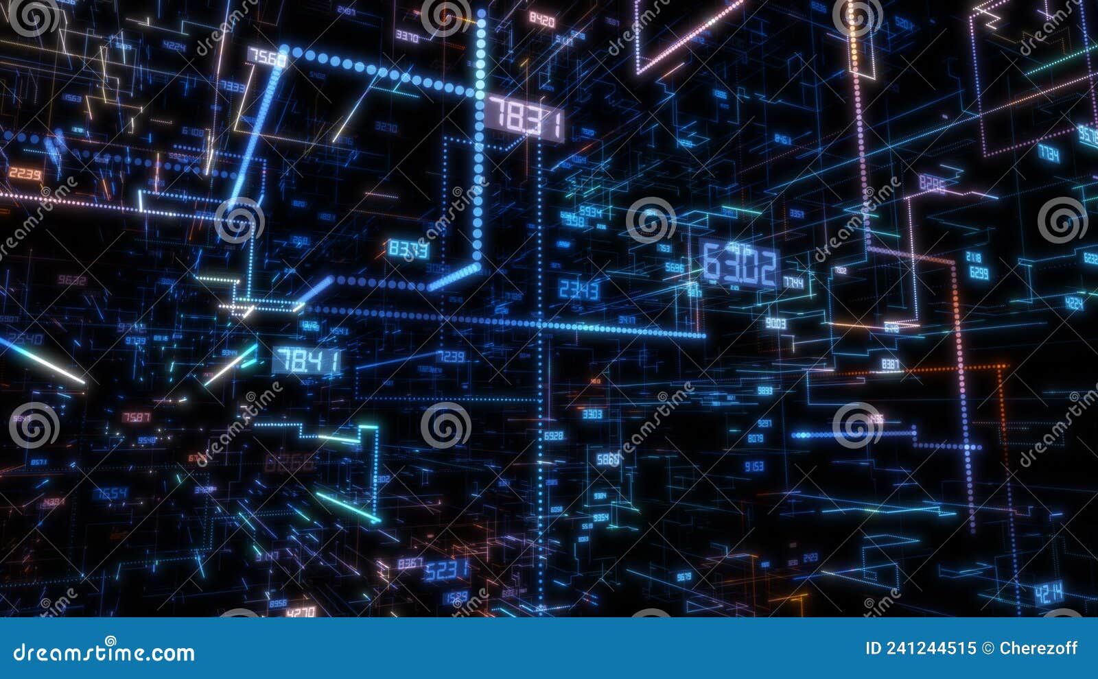 Luminous Elements with Numbers Stock Illustration - Illustration of ...