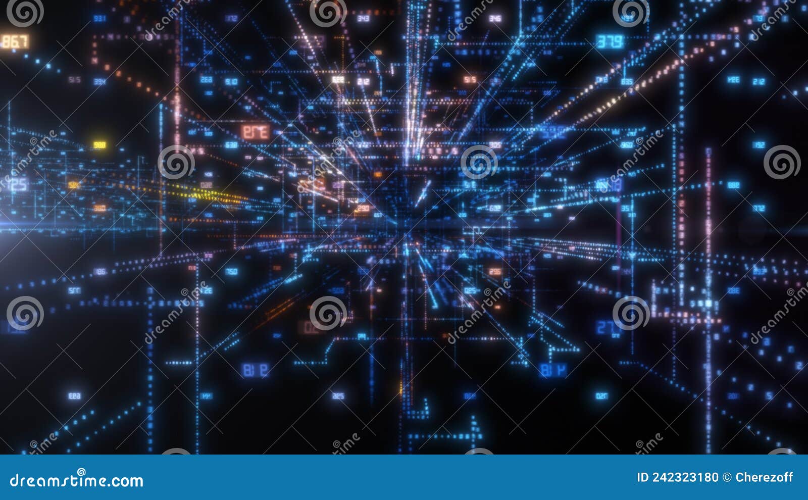 Luminous Elements with Numbers Stock Illustration - Illustration of ...