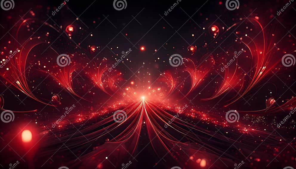 Luminous Elements Surrounded Red Particles with Glowing Elements ...