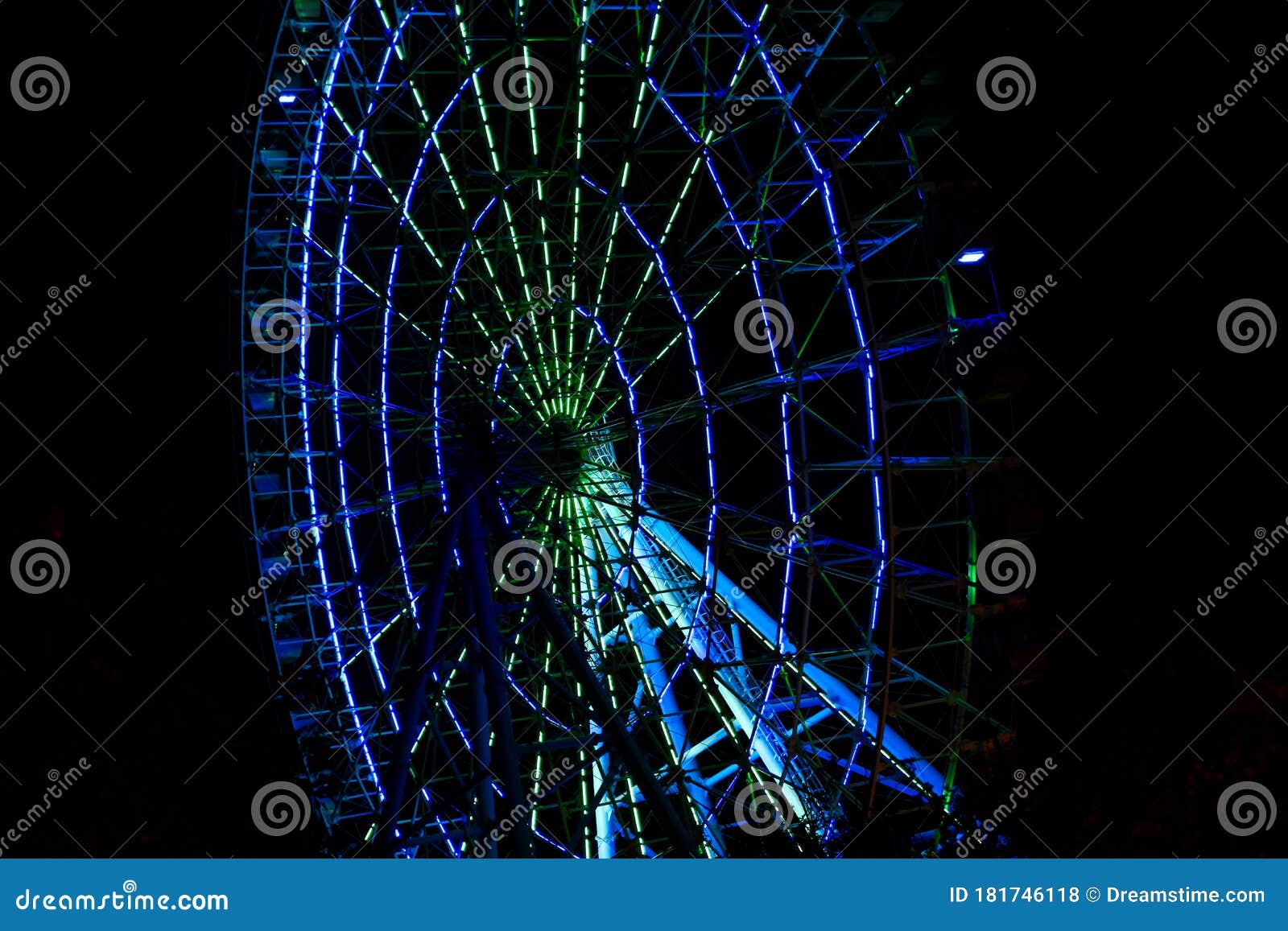 Luminous Ferris Wheel at Night Stock Photo - Image of carnival, ferris ...