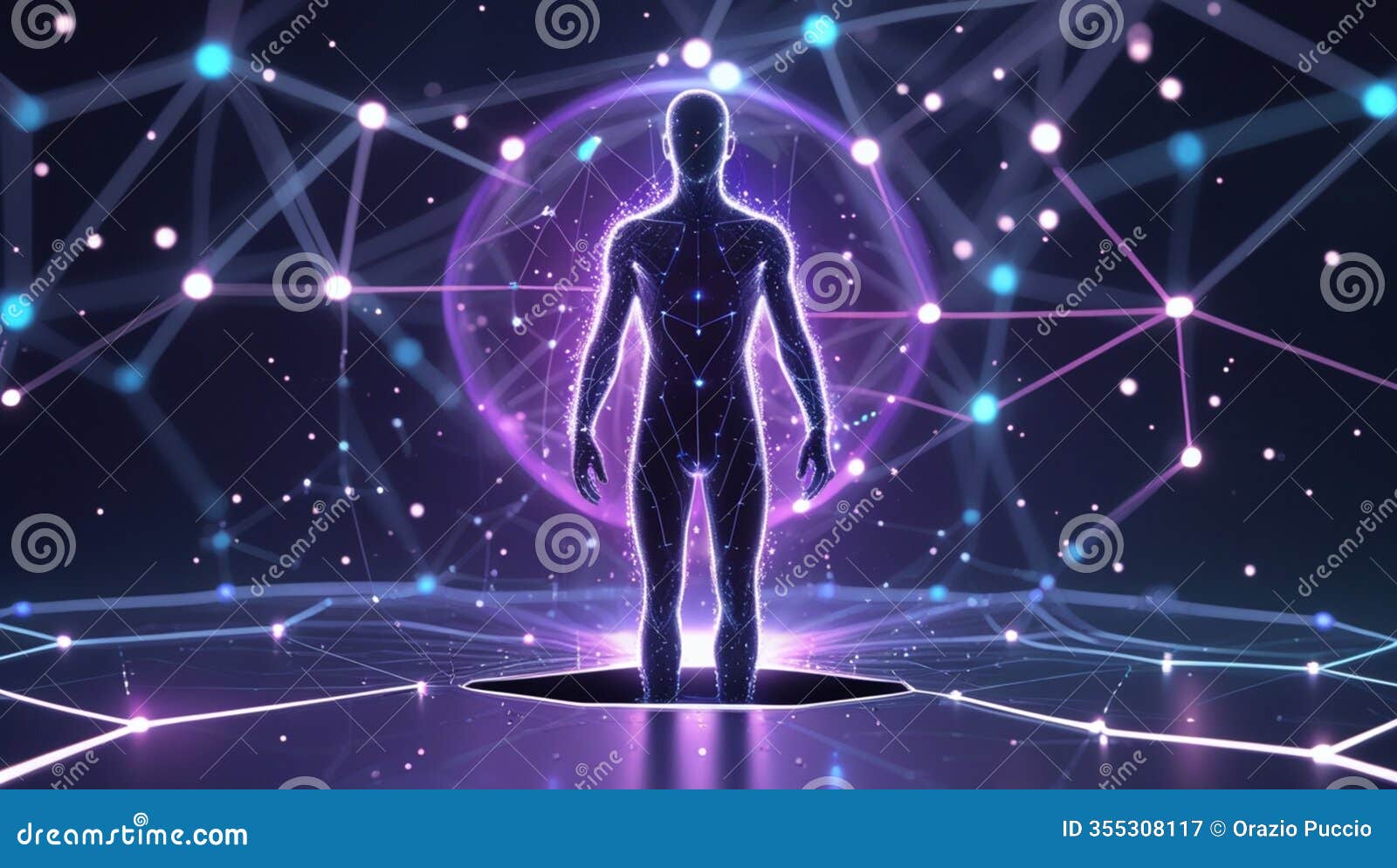 Luminous Figure that Radiates Energy, Surrounded by a Cosmic Network ...