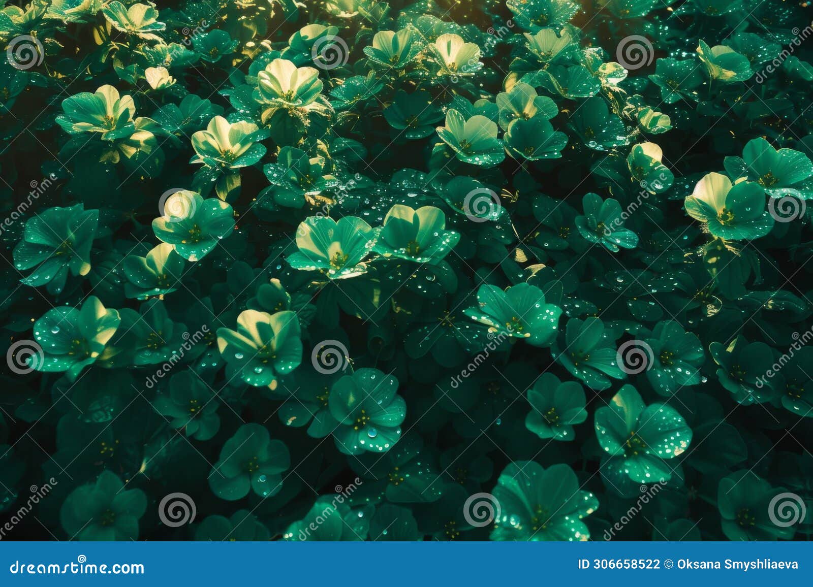 Luminous Flowers in Sunbeam Forest. Forest Flowers Glow Under Piercing ...