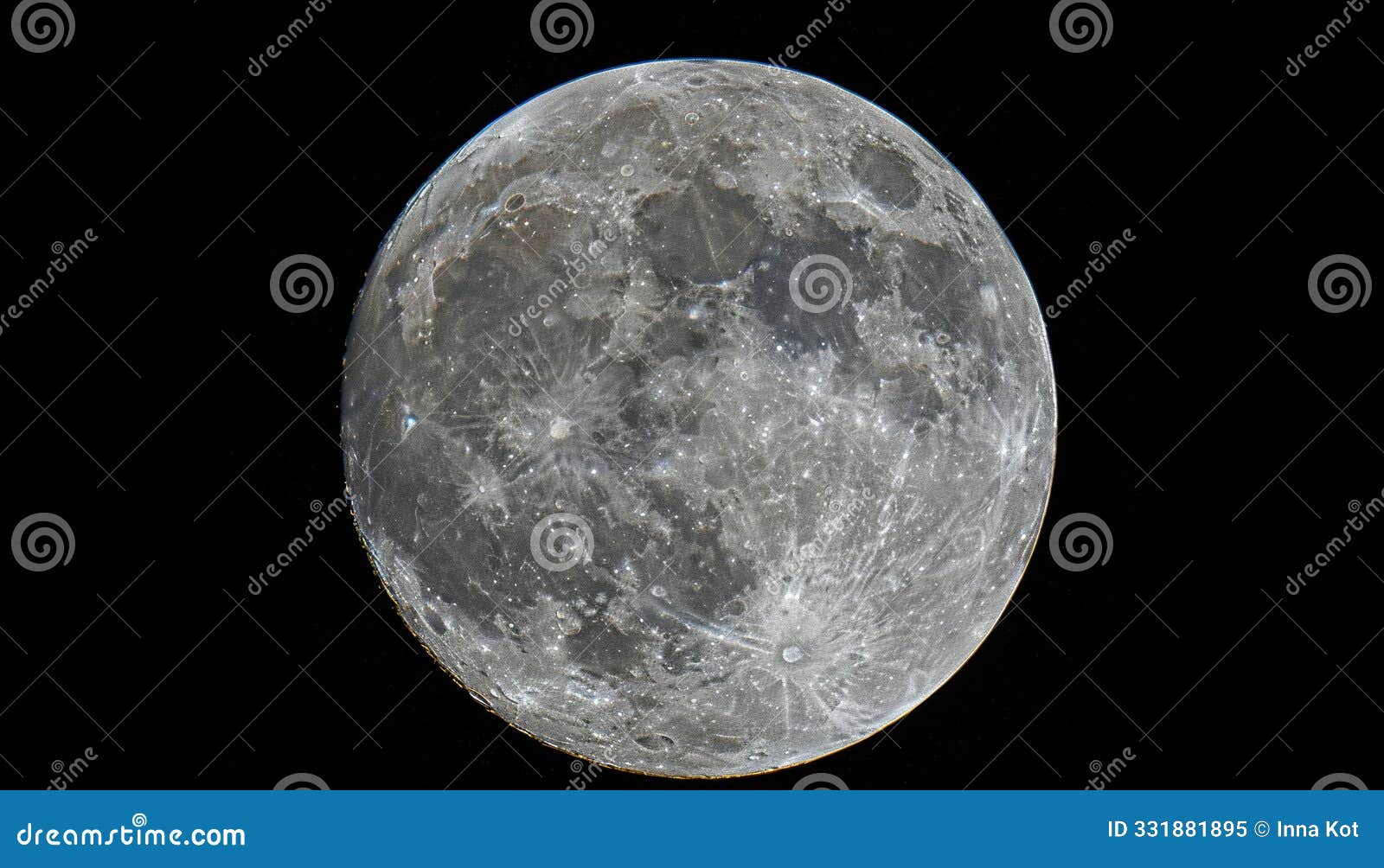 Luminous Full Moon Shining in the Starry Night Sky, Creating a ...