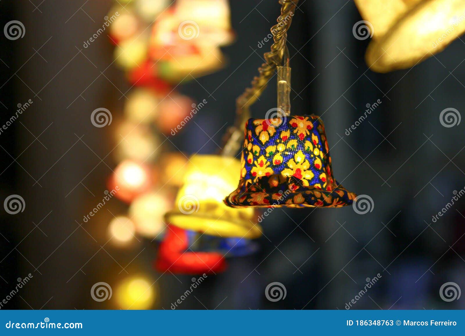 Luminous Garland Detail, Luminous Bell Stock Image - Image of ...