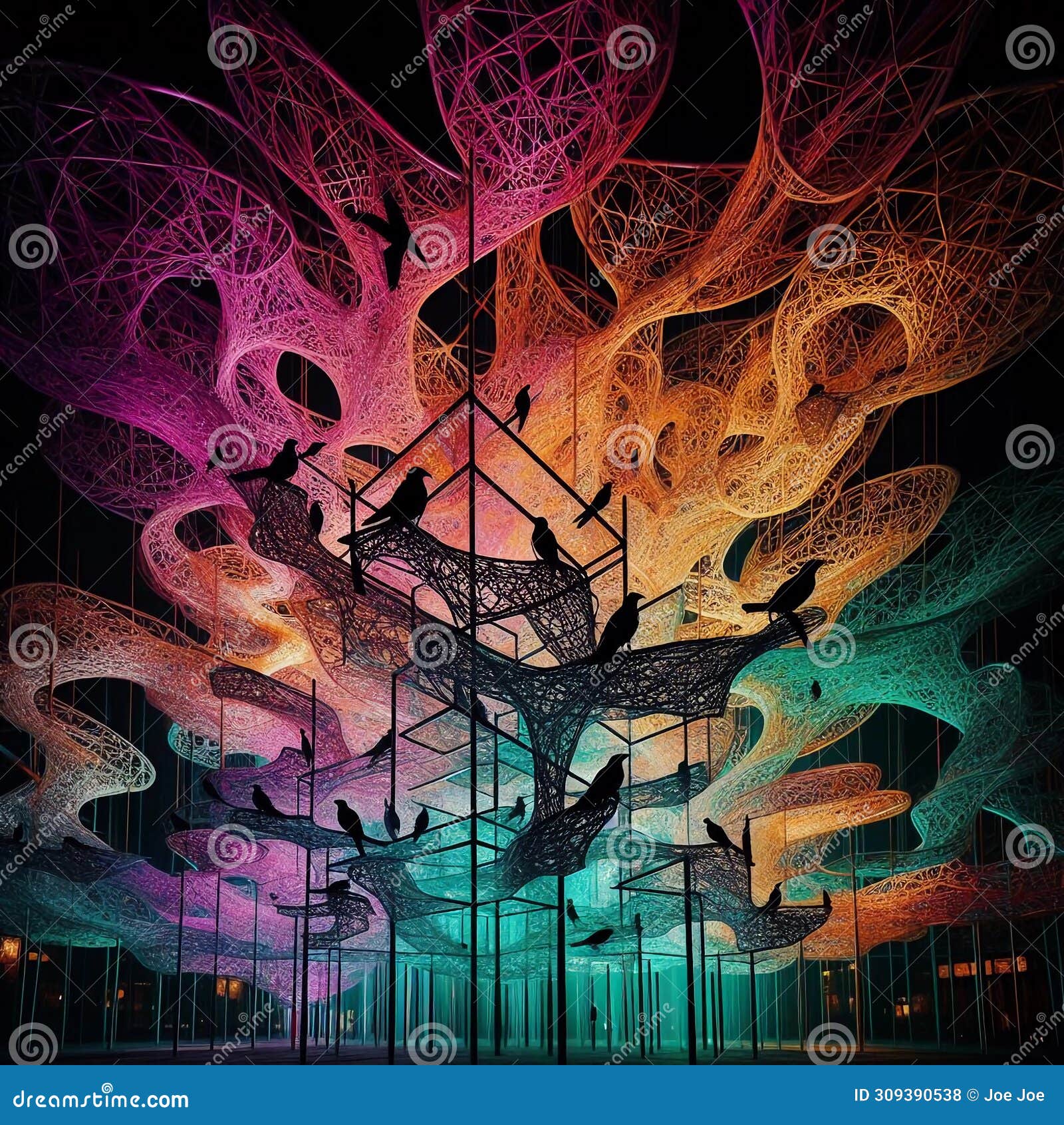 Luminous Geometric Harmony: a Dance of Light and Structure Stock Photo ...