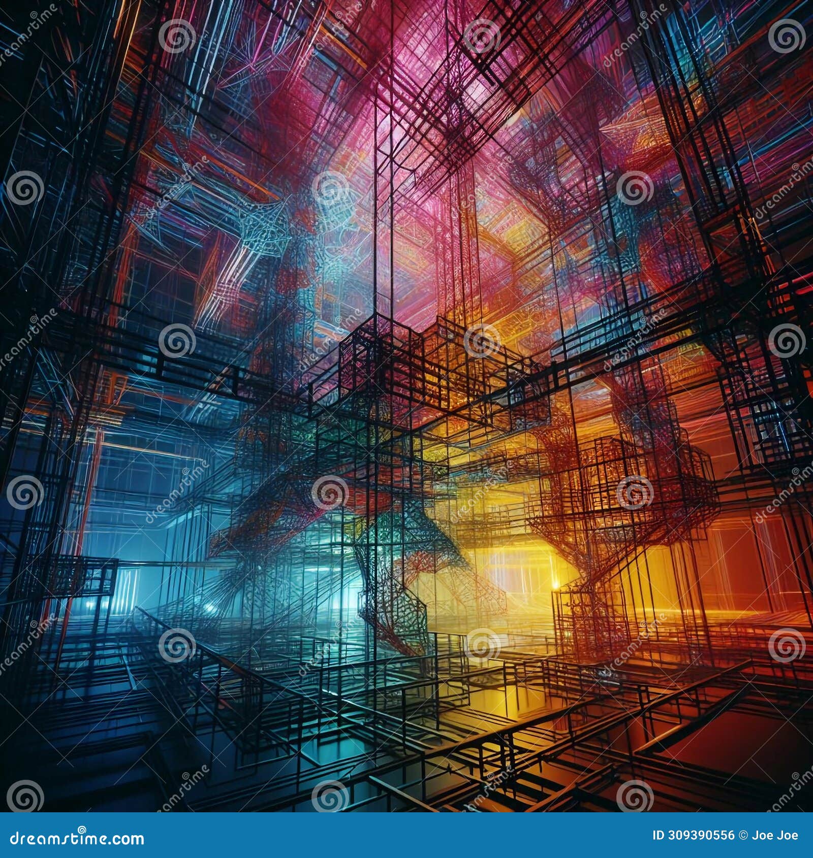 Luminous Geometric Harmony: a Dance of Light and Structure Stock Photo ...