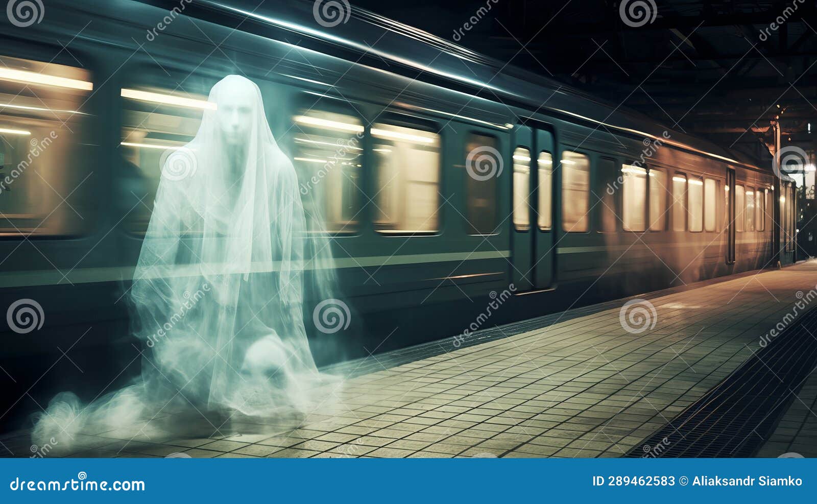 Luminous Ghost in Front of Subway Train. Horrors, Nightmares, Driving ...
