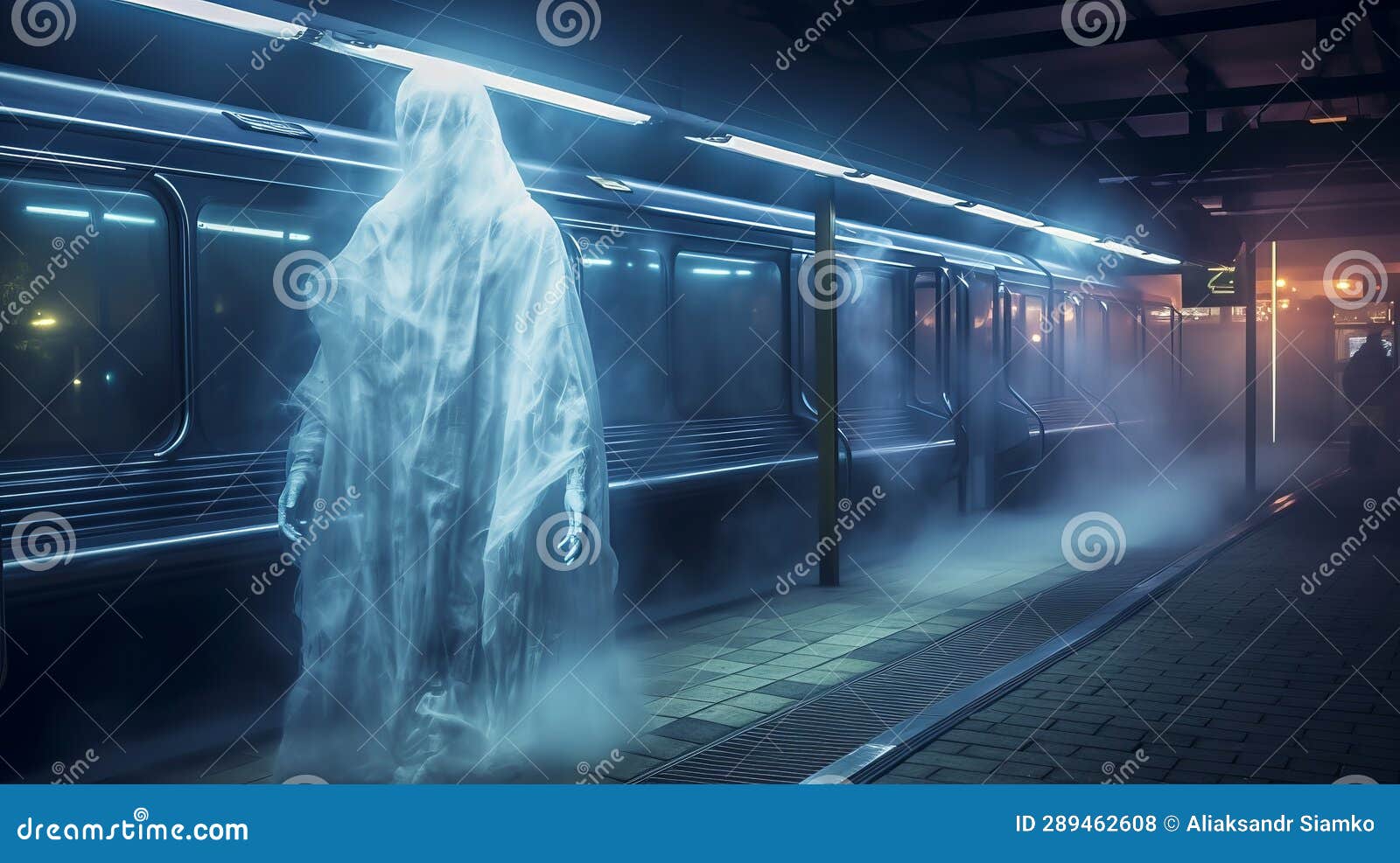 Luminous Ghost in Front of Subway Train. Horrors, Nightmares, Driving ...