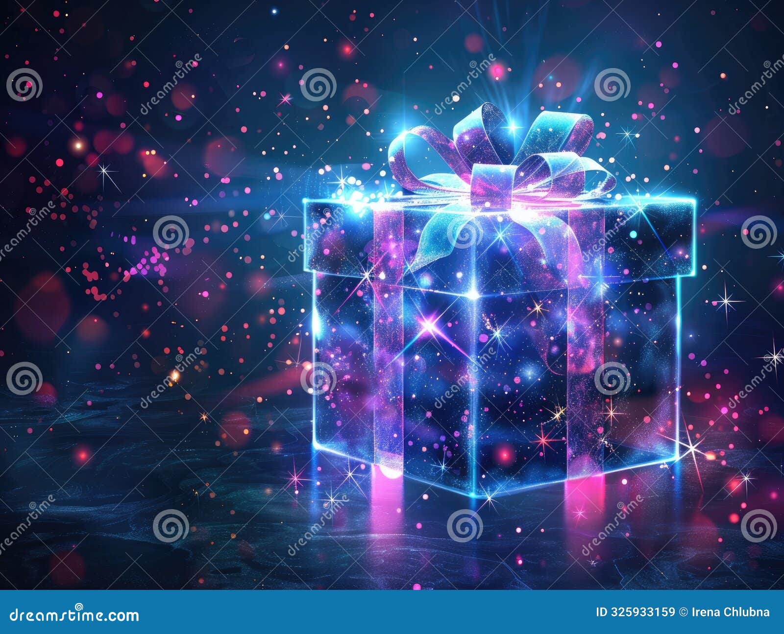 Luminous Gift Box Glowing with Magical Energy and Light Stock ...