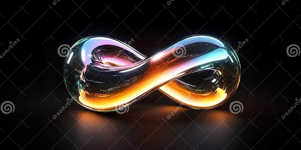 Luminous Glass Infinity Symbol Abstract 3D Render Colorful Glowing Loop ...