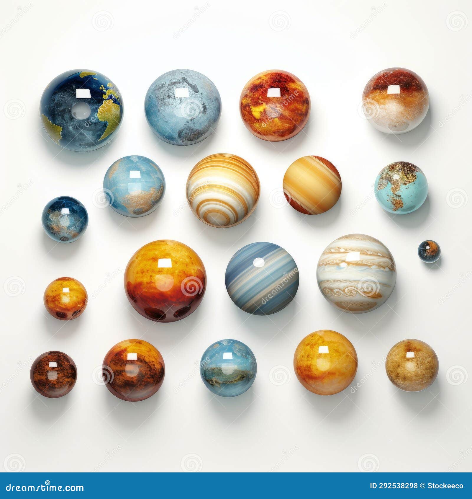 Luminous Glaze 3d Models: Planets and Spheres of the Solar System Stock ...