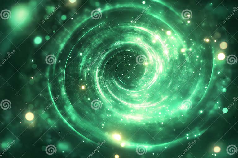 Luminous Green Vortex with Concentric Patterns and Shimmering Light ...