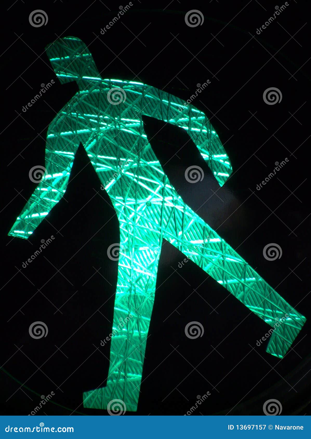 Luminous Green Walking Sign Stock Illustration - Illustration of black ...