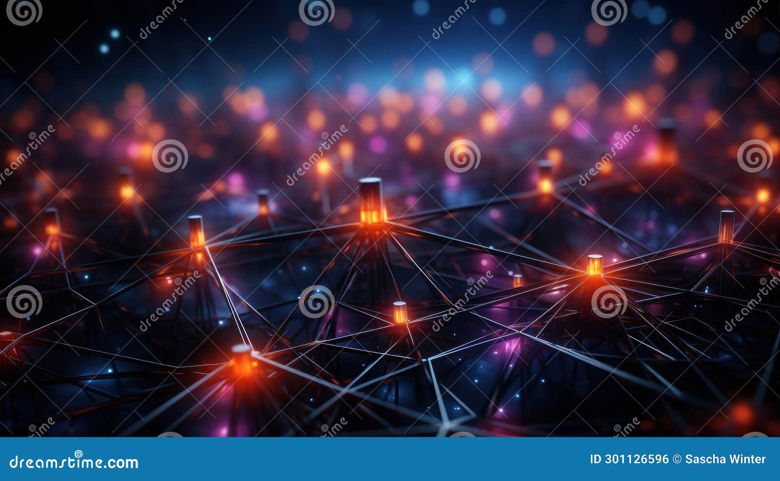 Luminous Grid Nexus: Illuminated Intersections Stock Illustration ...