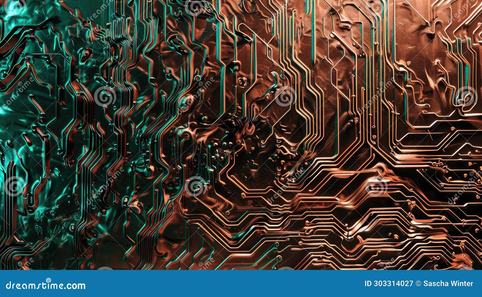 Luminous Gridscape: Electro-Copper Circuitry Unveiled Stock ...