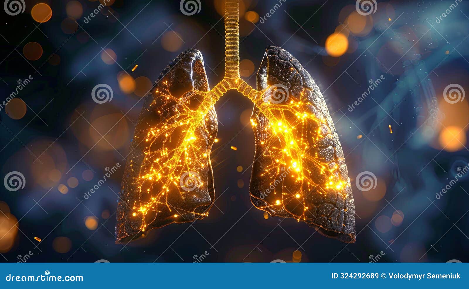 Luminous Human Lungs Illuminated with Intricate Light Network Stock ...