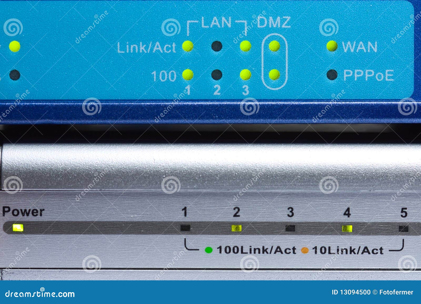 Luminous Indicators of Network Equipment Stock Photo - Image of lights ...