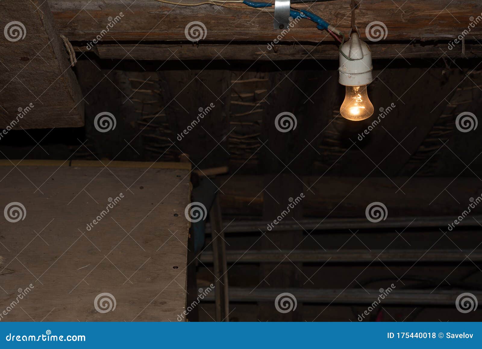 Luminous Lamp in a Vintage Attic Stock Photo - Image of house, close ...