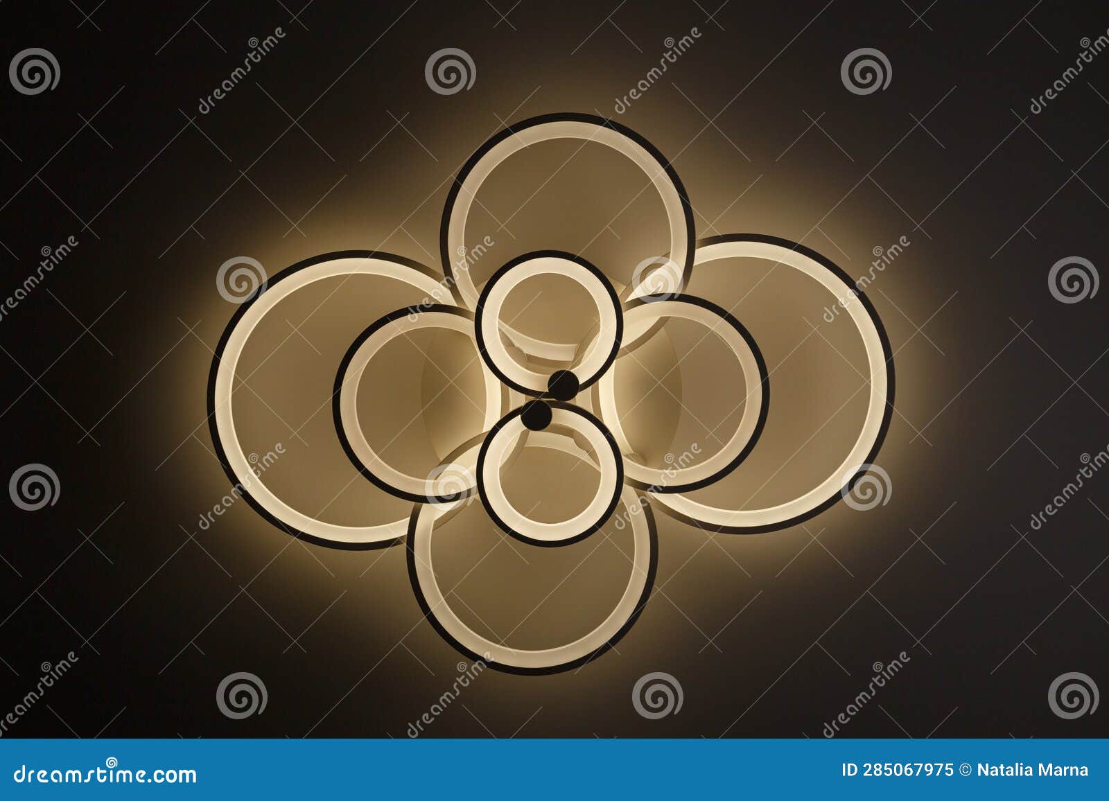 Luminous LED Lamp on the Ceiling. Bottom View Stock Image - Image of ...