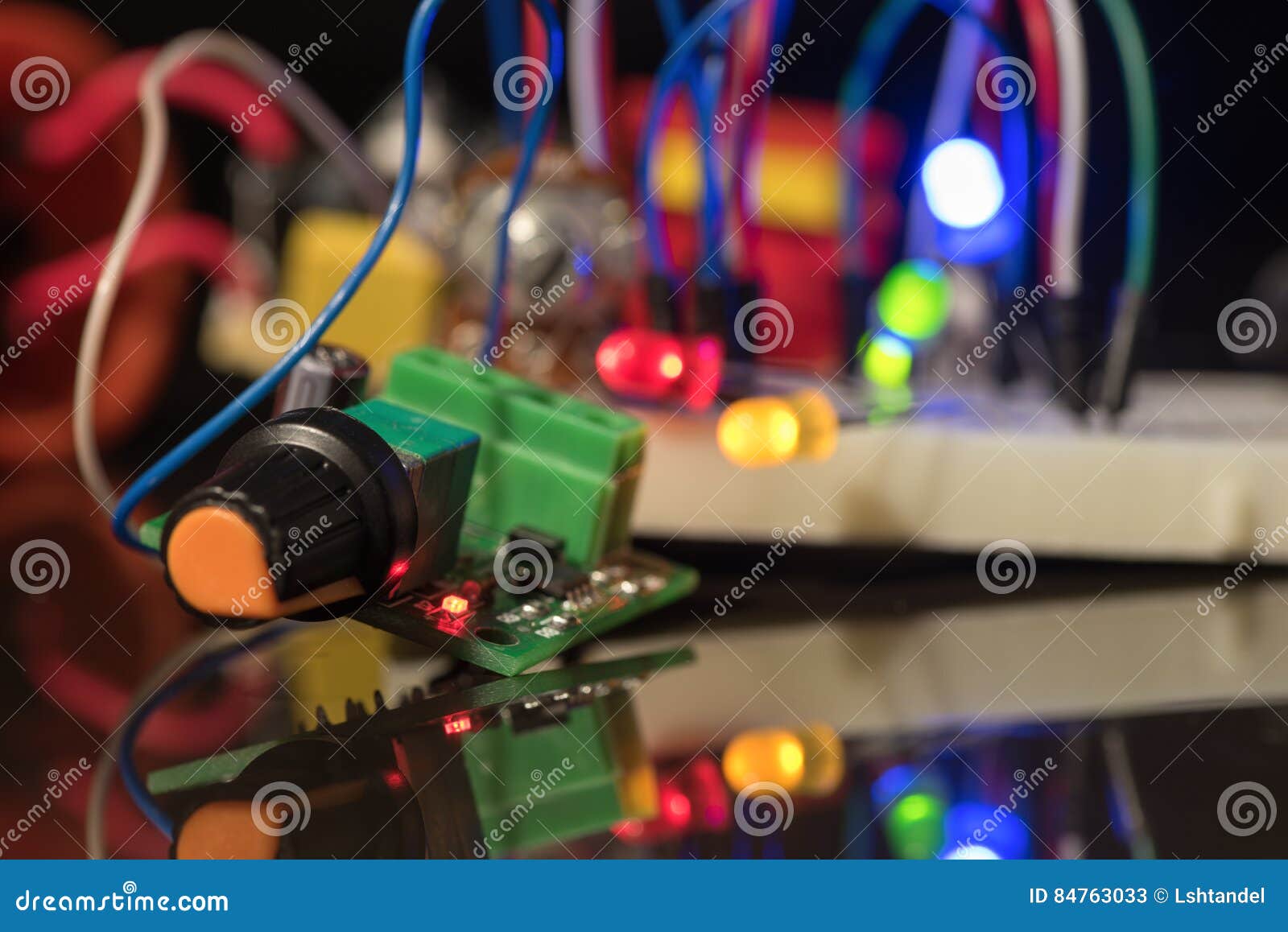 Luminous LEDs and Electronic Components Stock Image - Image of detail ...