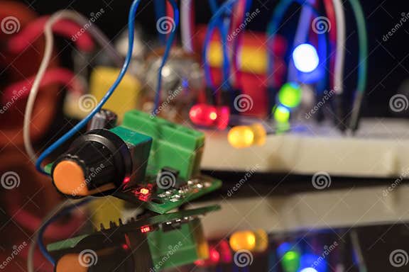 Luminous LEDs and Electronic Components Stock Image - Image of detail ...