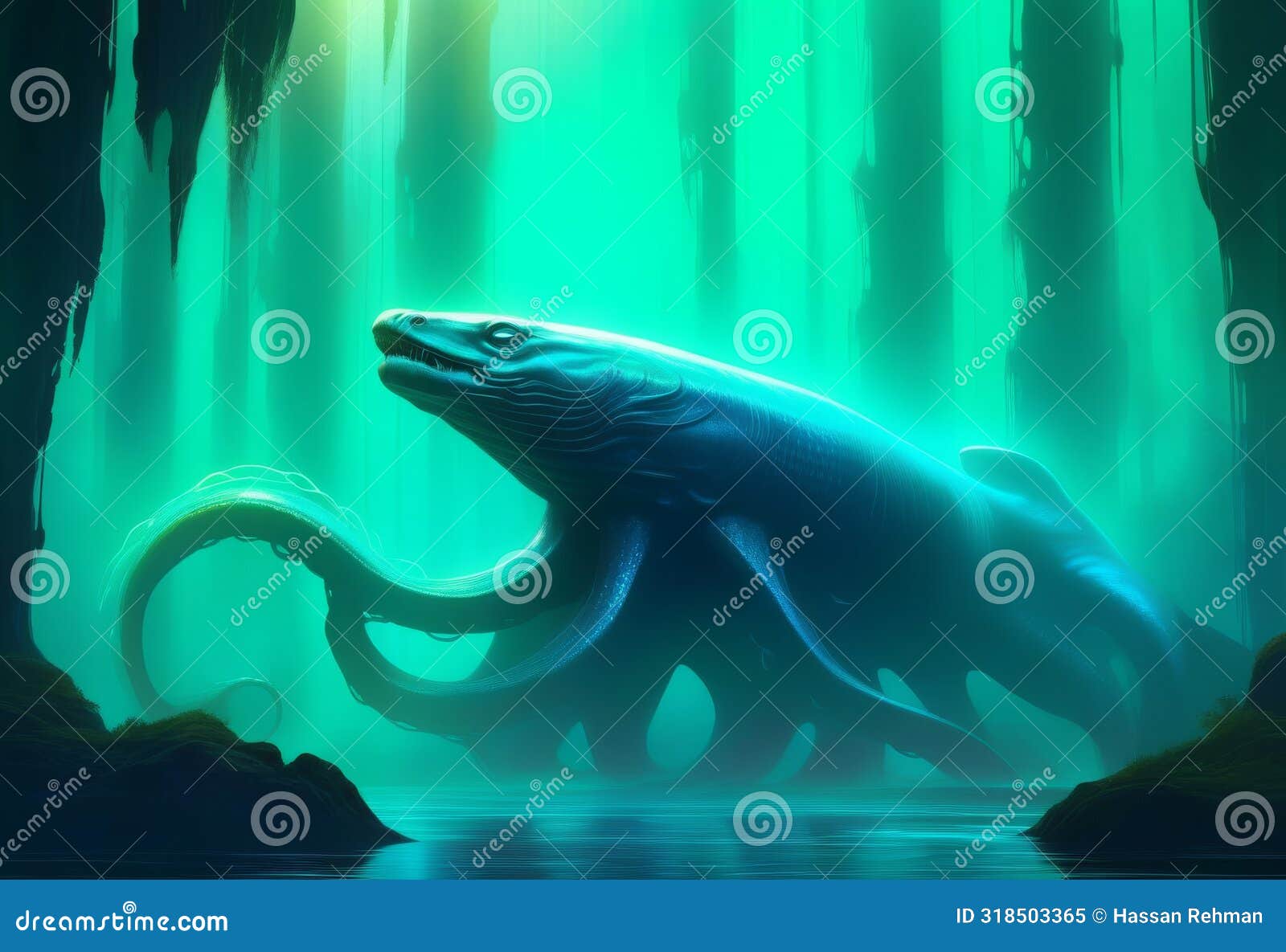 The Luminous Leviathan of the Digital Anime World Stock Illustration ...