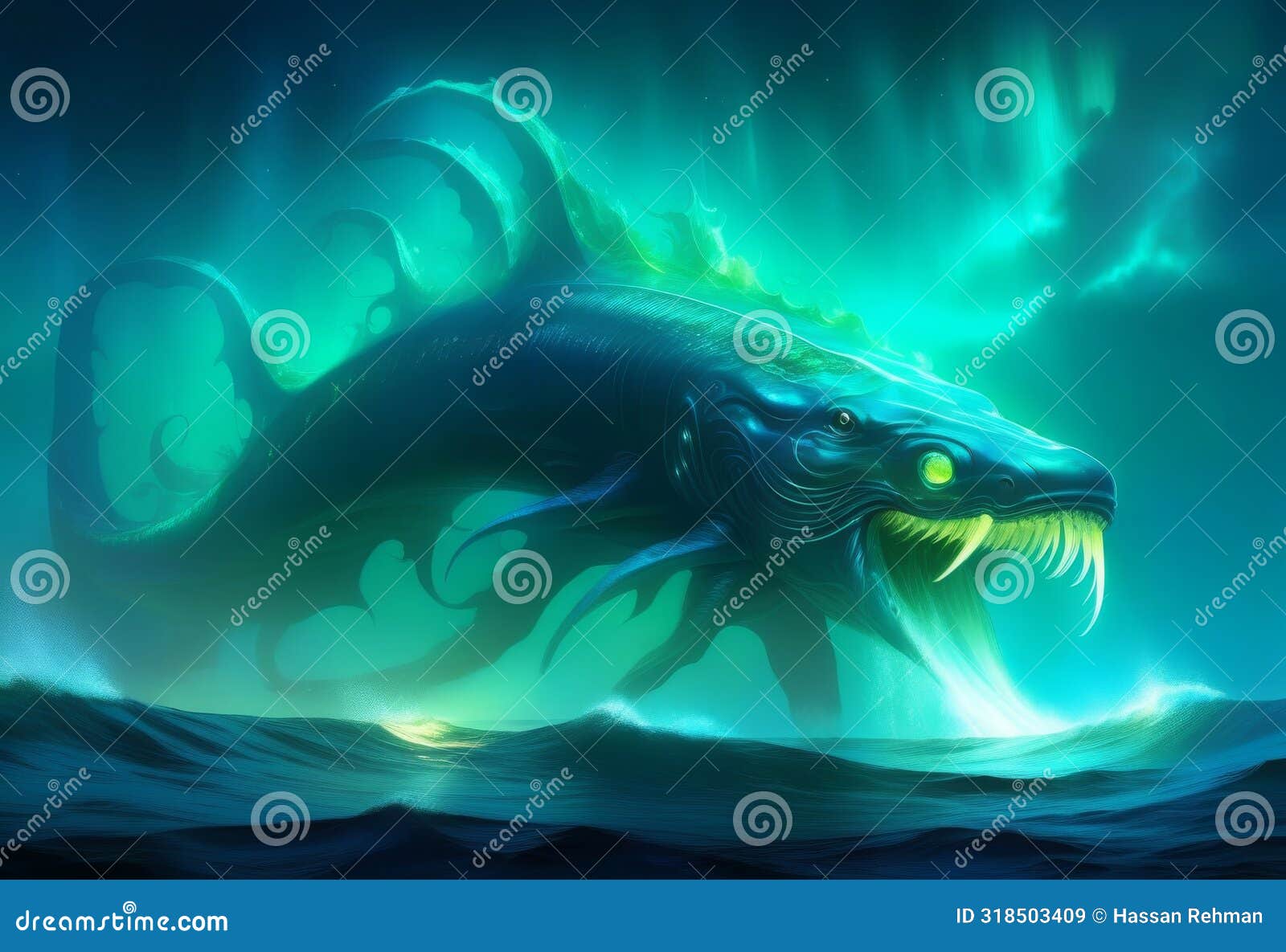 The Luminous Leviathan of the Digital Anime World Stock Image - Image ...