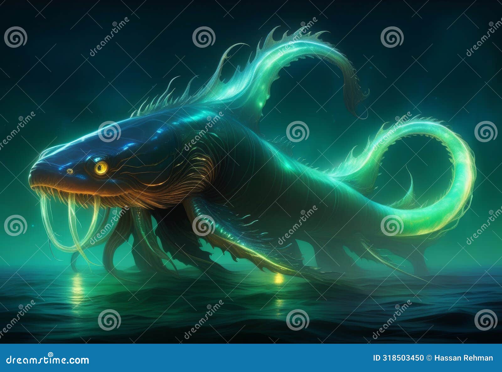 The Luminous Leviathan of the Digital Anime World Stock Illustration ...