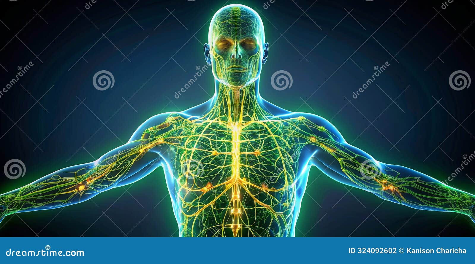 Luminous Lymphatic System Immune Response Visualization Lymph Nodes ...