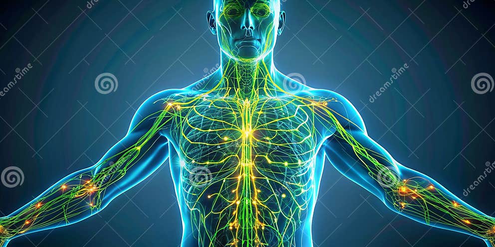 Luminous Lymphatic System Immune Response Visualization Lymph Nodes ...