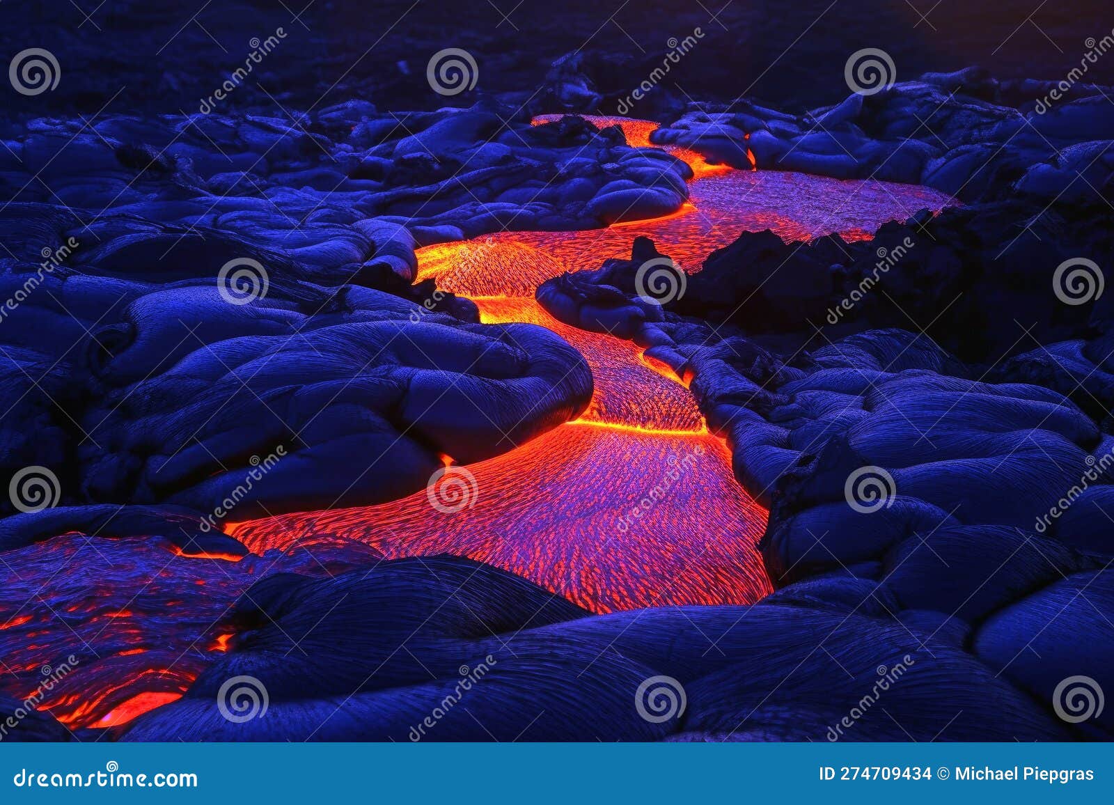 A Luminous Magma Flow in a Lava Field Created with Generative AI ...