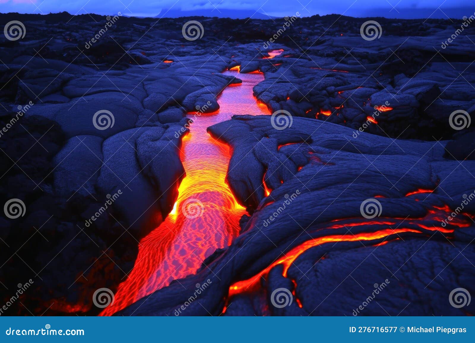 A Luminous Magma Flow in a Lava Field Created with Generative AI ...