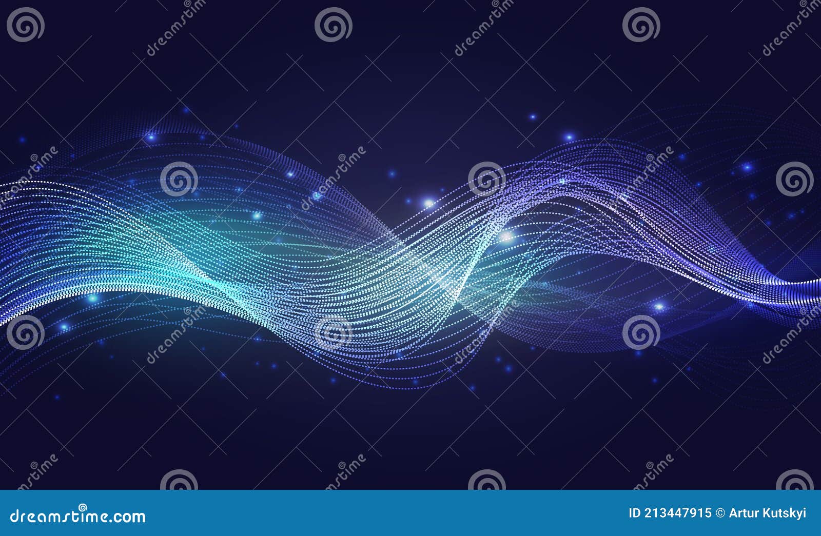 Luminous Neon Blue Waves, Abstract Light Shine Effect, Magic Wind with ...