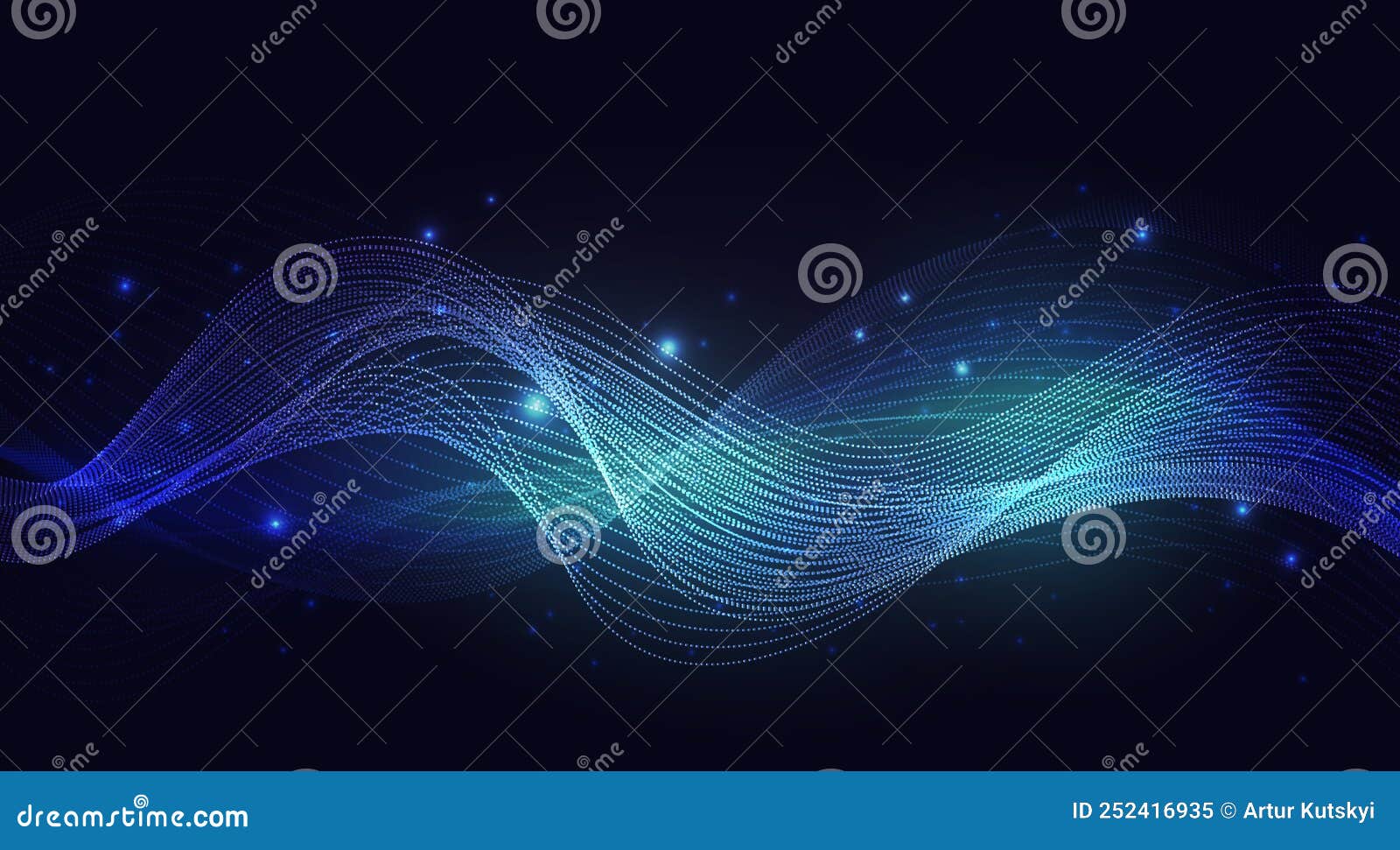 Luminous Neon Blue Waves, Abstract Light Shine Effect, Magic Wind with ...