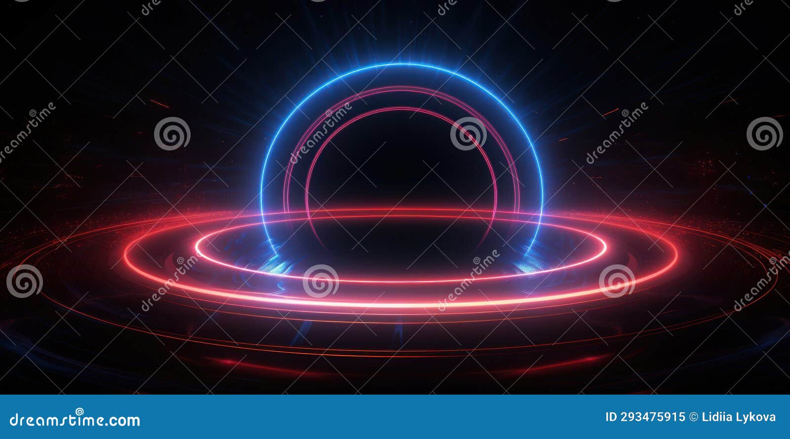 A Luminous Neon Circle Dominates the Dark Scene, Its Undulating Lights ...