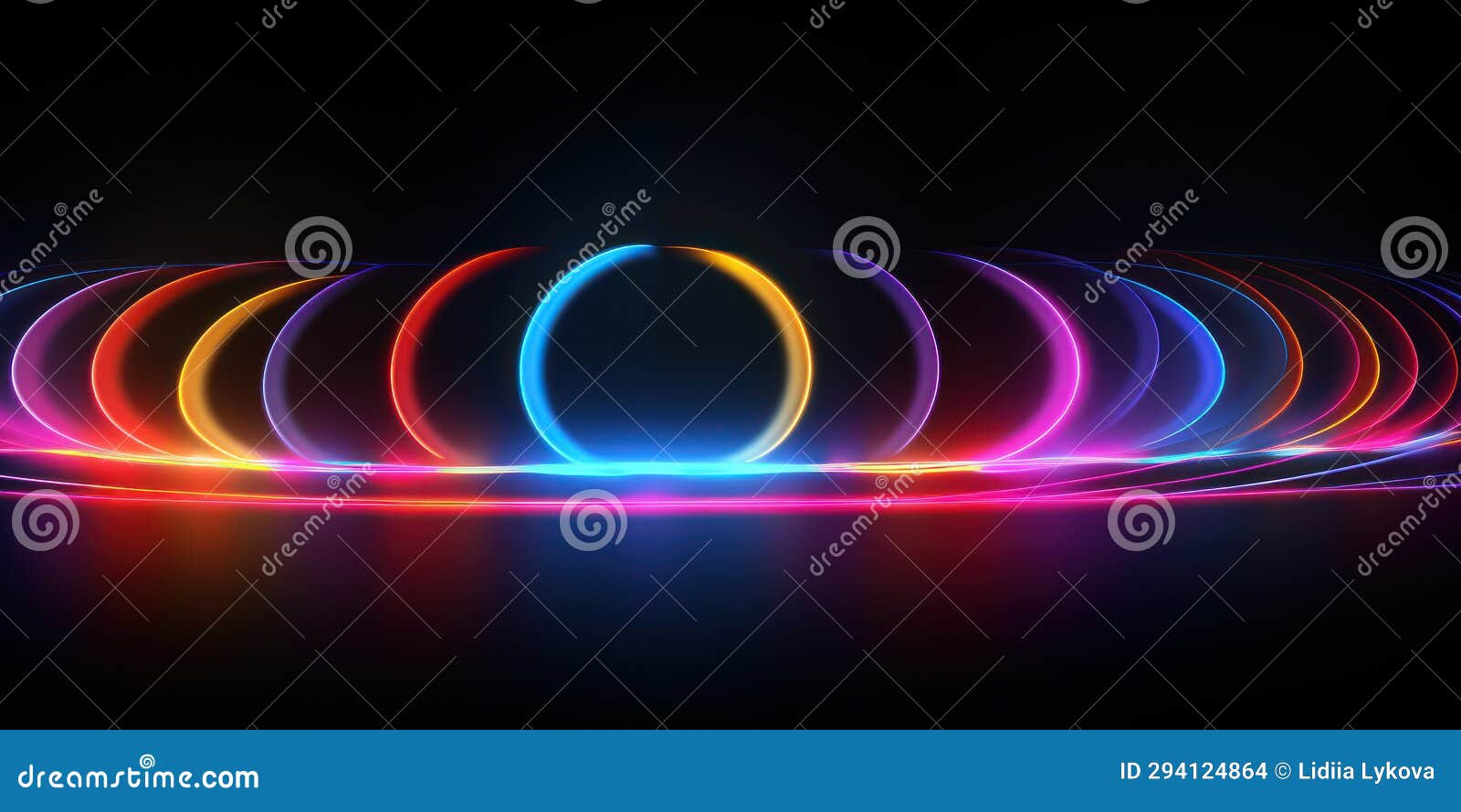 A Luminous Neon Circle Dominates the Dark Scene, Its Undulating Lights ...