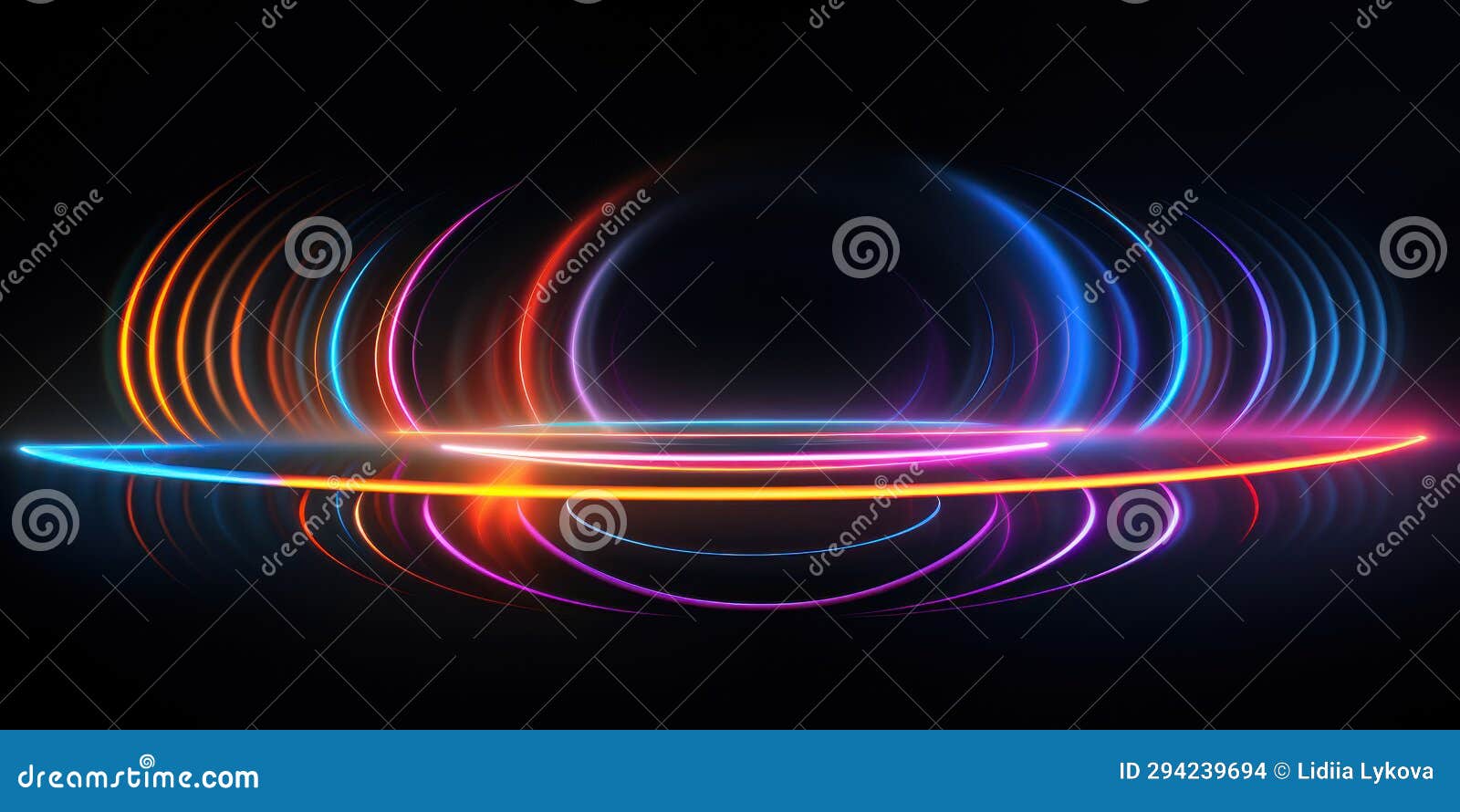 A Luminous Neon Circle Dominates the Dark Scene, Its Undulating Lights ...