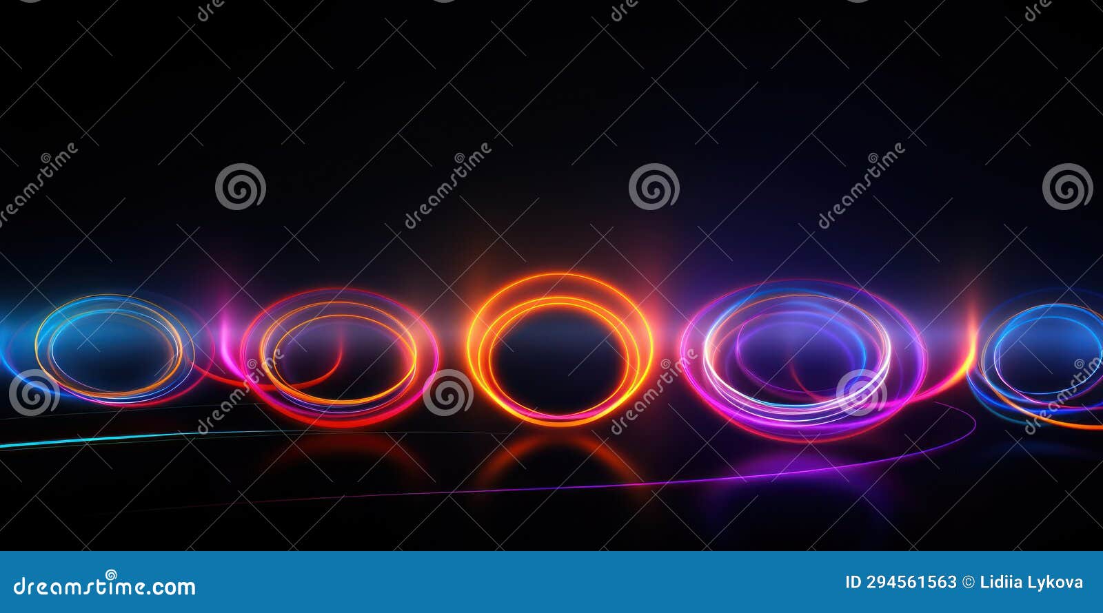 A Luminous Neon Circle Dominates the Dark Scene, Its Undulating Lights ...